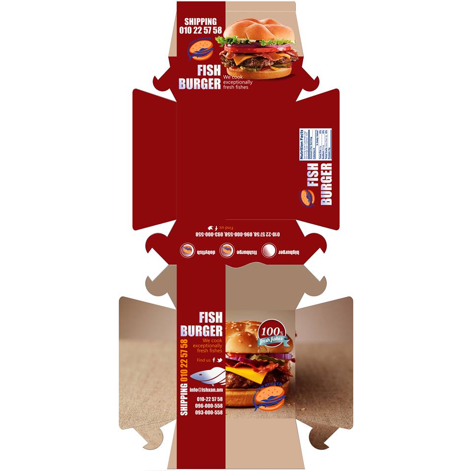 fish burger packaging design by Eva Stepanyan