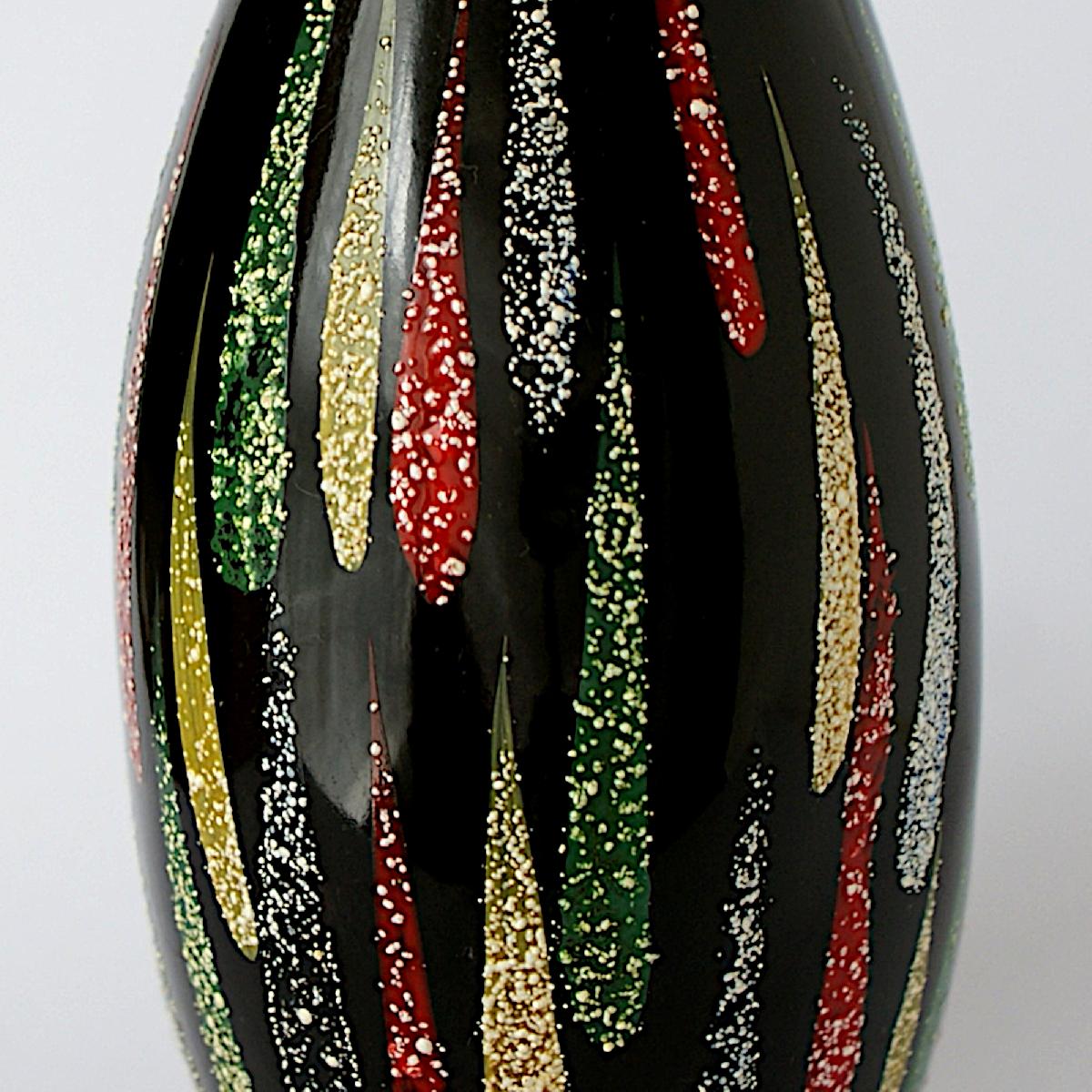 Vintage British Retro 1950s Pottery Vase Decorated With Splashed Multi ...