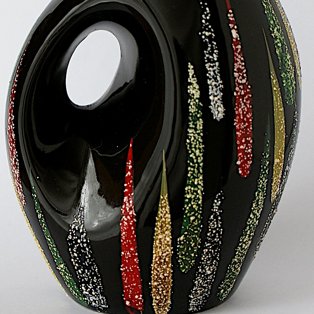 Vintage British Retro 1950s Pottery Vase Decorated With Splashed Multi ...