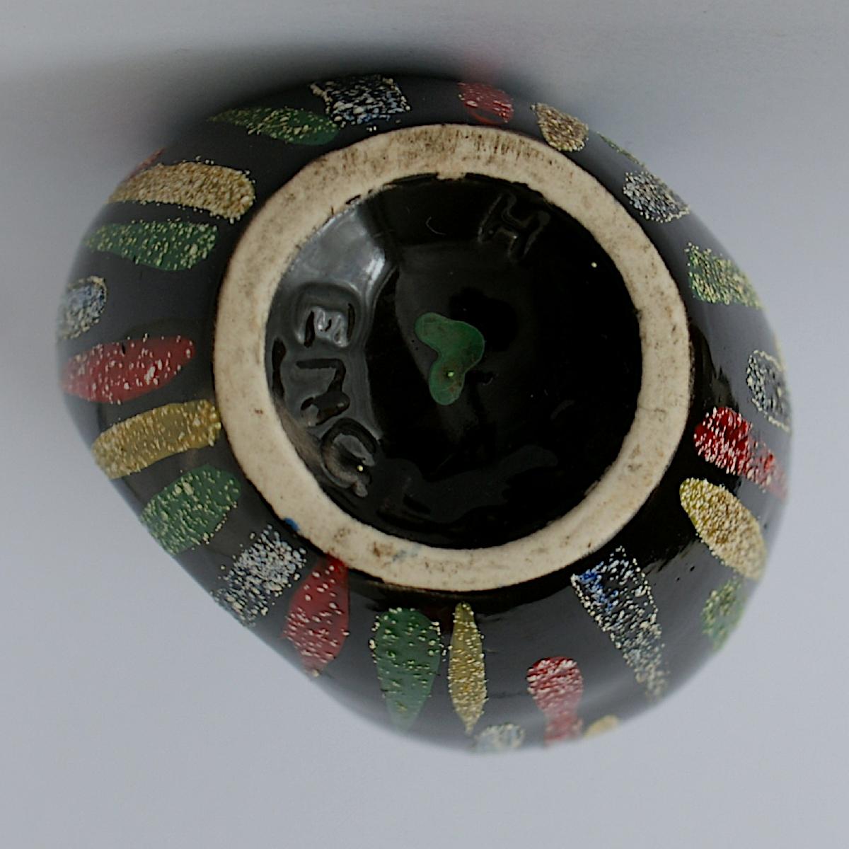 Vintage British Retro 1950s Pottery Vase Decorated With Splashed Multi ...