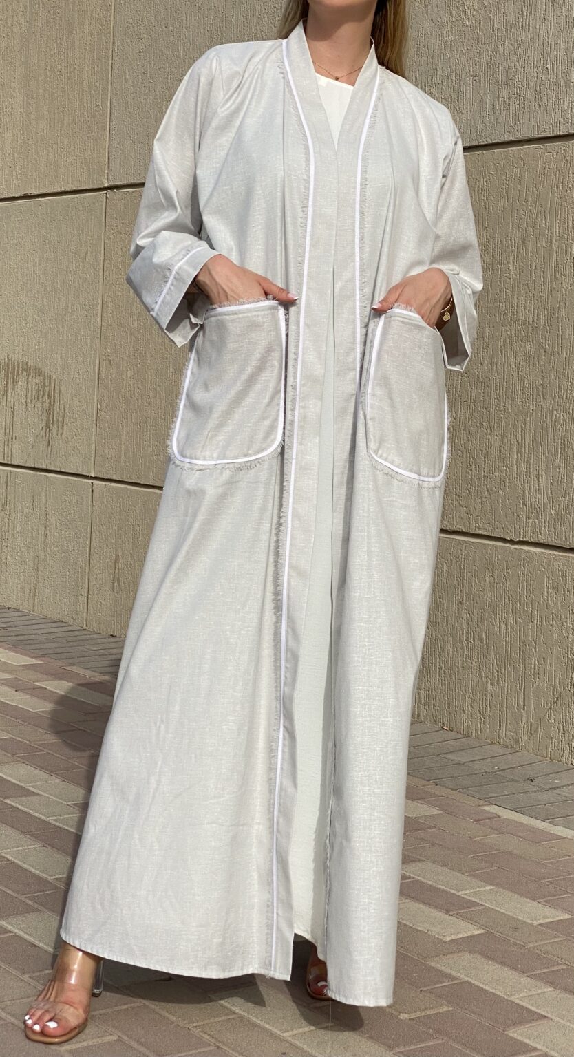 Linen Abaya With Pockets - Heracloset Online