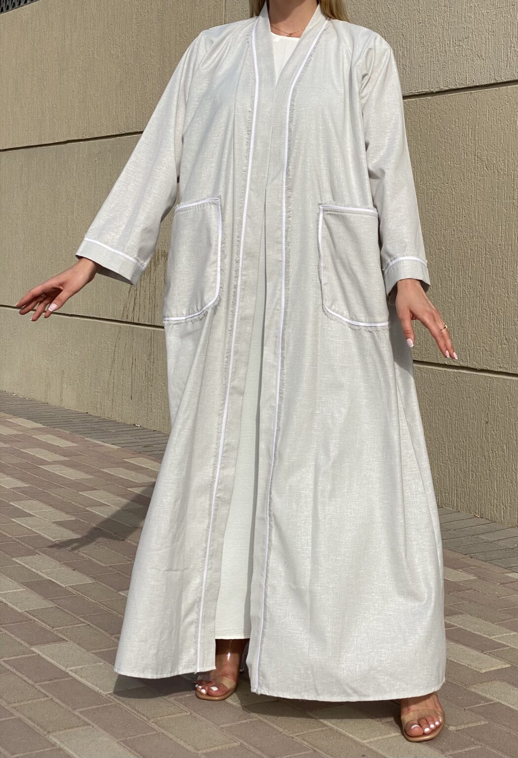 Linen Abaya With Pockets - Heracloset Online