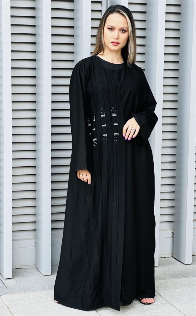 Black Korean Nada Embroidery Abaya - Heracloset Online