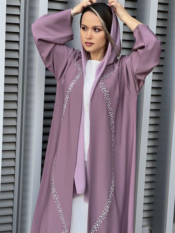 Mountbatten Pink Nada Embroidery Abaya - Heracloset Online