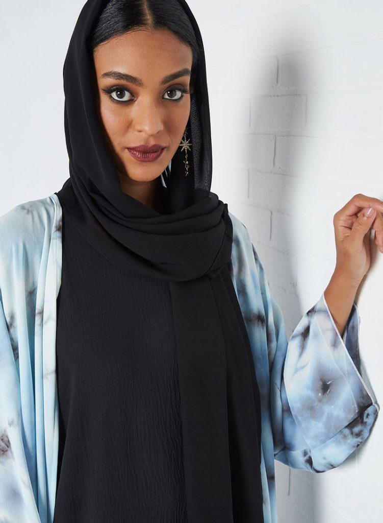 Blue Tie-dye Bisht Abaya Outfit - Heracloset Online