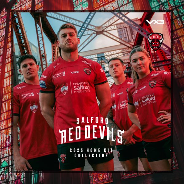 SALFORD AND VX3 LAUNCH 2025 HOME & AWAY KITS - Salford Red Devils