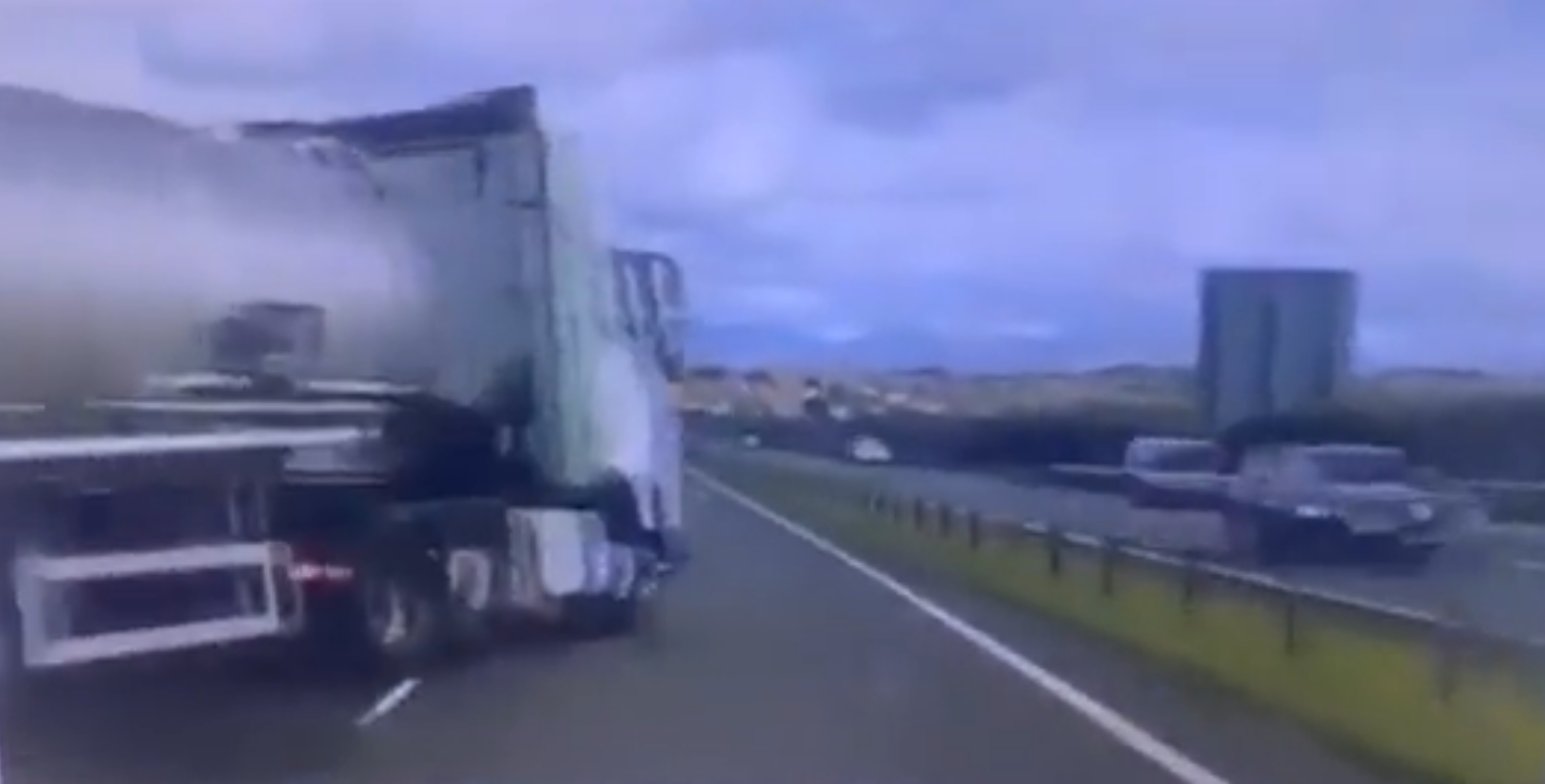 Watch: Video shows terrifying moment tanker flips over in face of ...
