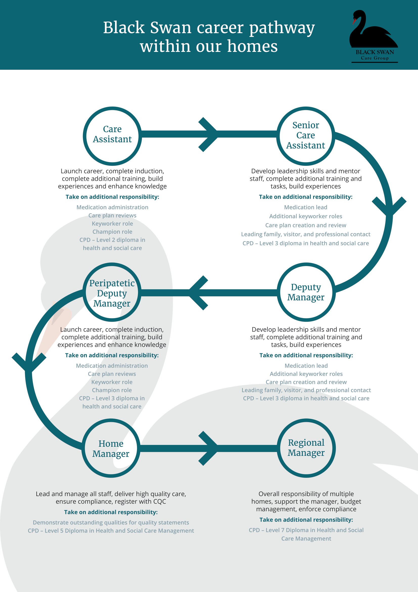 Our Career Pathway for a fulfilling career in social care with Black Swan