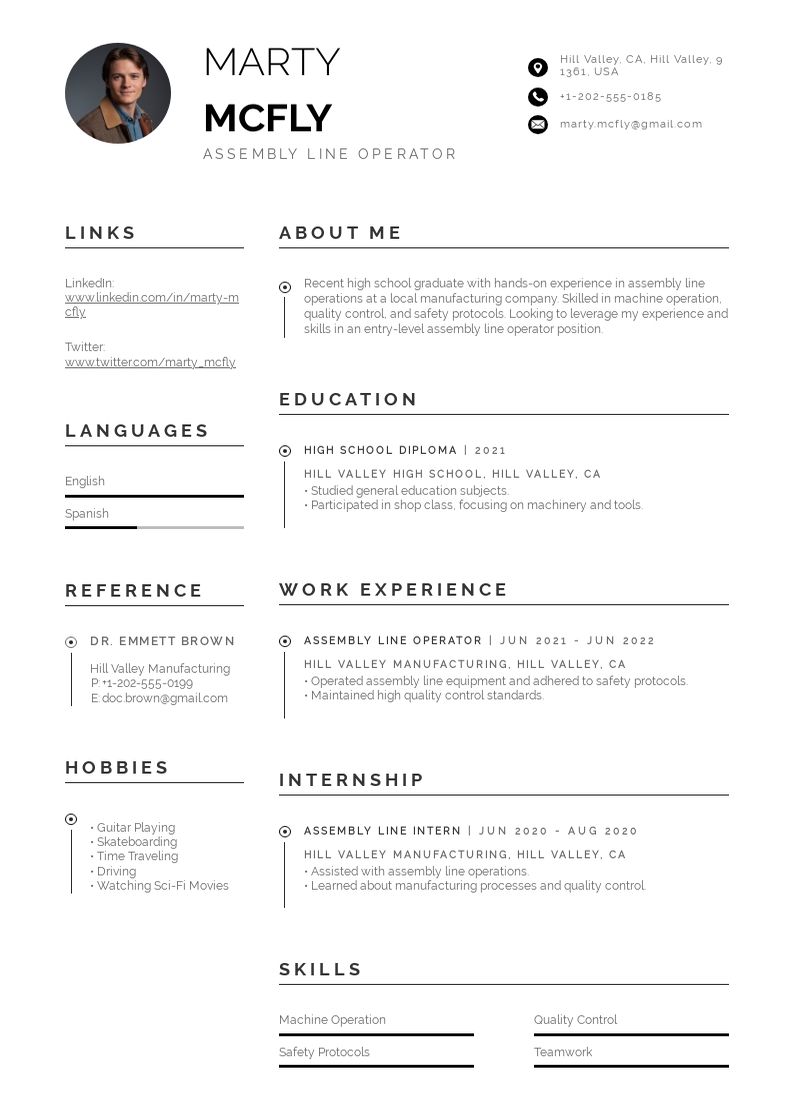 Creating Your First CV: A Guide for Aspiring Assembly Line Operators