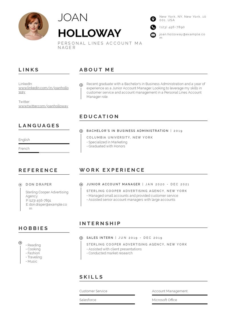Creating an Effective CV for Entry-Level Personal Lines Account Manager ...