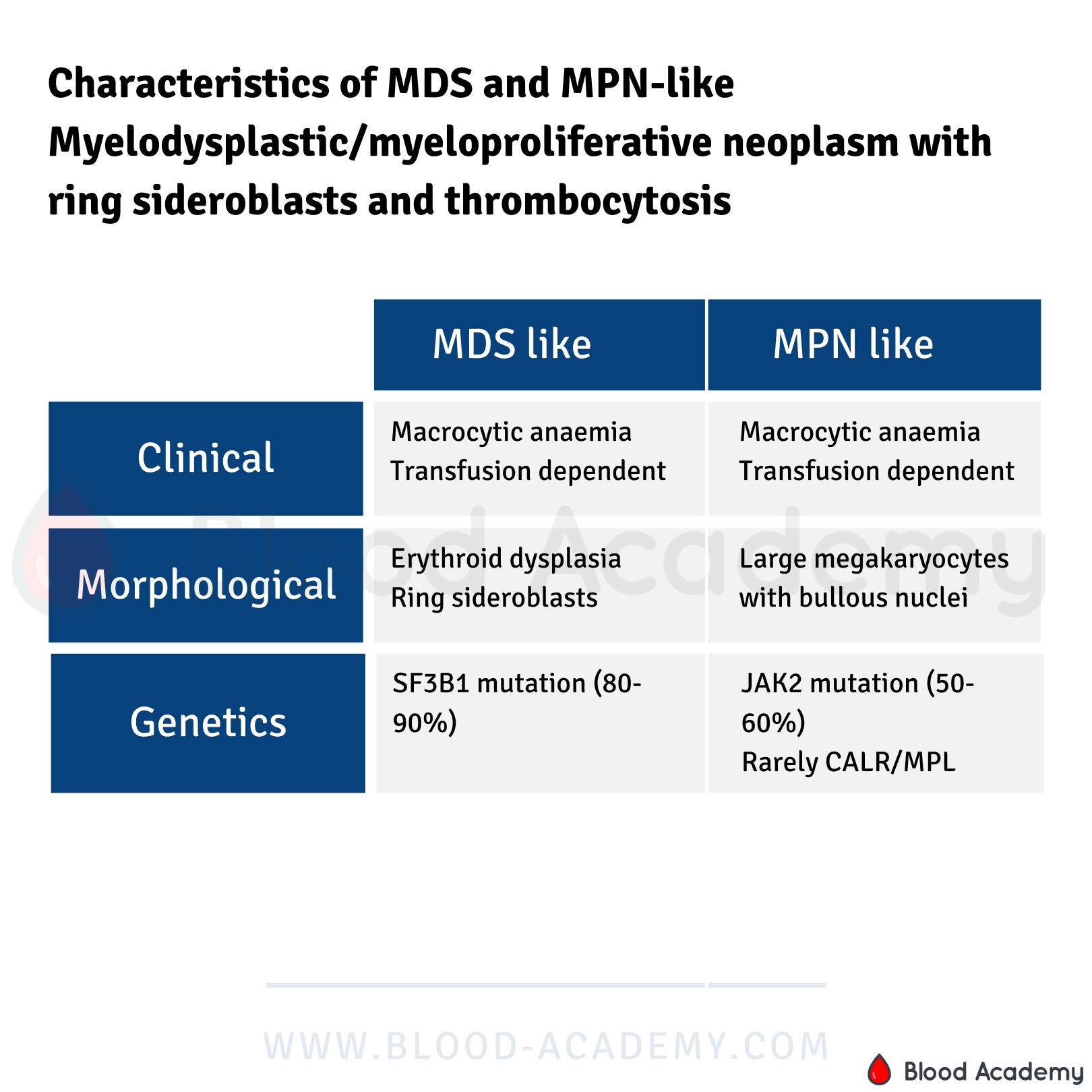 Characteristics of MDS and MPN-like Myelodysplastic/myeloproliferative ...