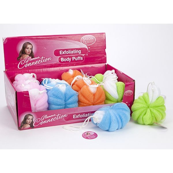 Bright Looped Body Puffs 16 Pieces 4 Colours | Angel Wholesale