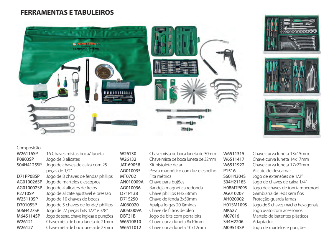 CARRO FERRAMENTAS COMPLETO MEC PROF JONNESWAY