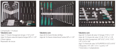 CARRO FERRAMENTAS COMPLETO MEC POLEGADAS